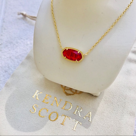 Kendra Scott | Jewelry | Kendra Scott Elisa Ruby Red Necklace Gold ...
